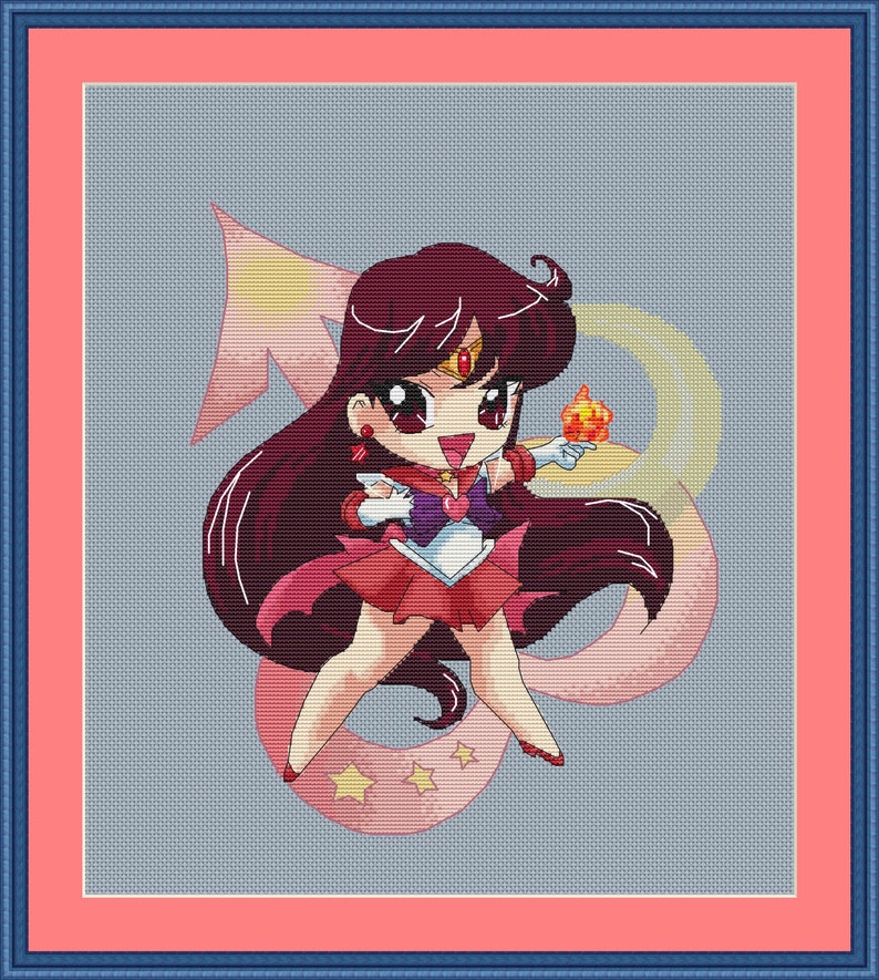 Chibi Sailor Mars Cross Stitch Pattern PDF File Instant Download DMC ...