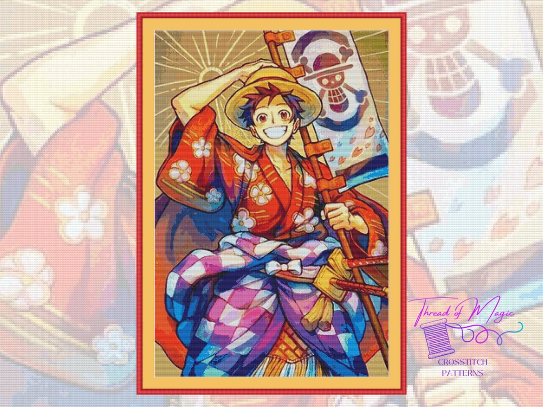 Samurai Luffy One Piece Supersize Cross Stitch Pattern PDF - Etsy
