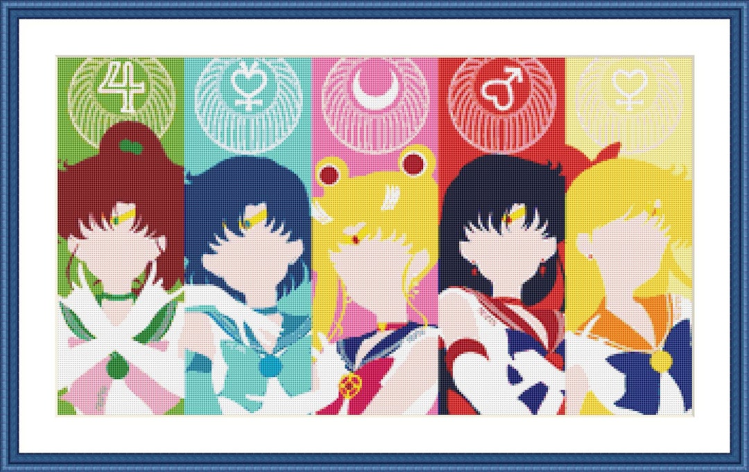 Sailor Scouts Supersize Cross Stitch Pattern DMC Floss Hand - Etsy