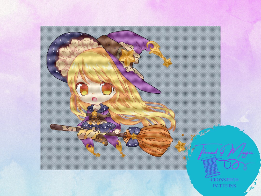Chibi Star Witch Cross Stitch Pattern PDF File Instant - Etsy