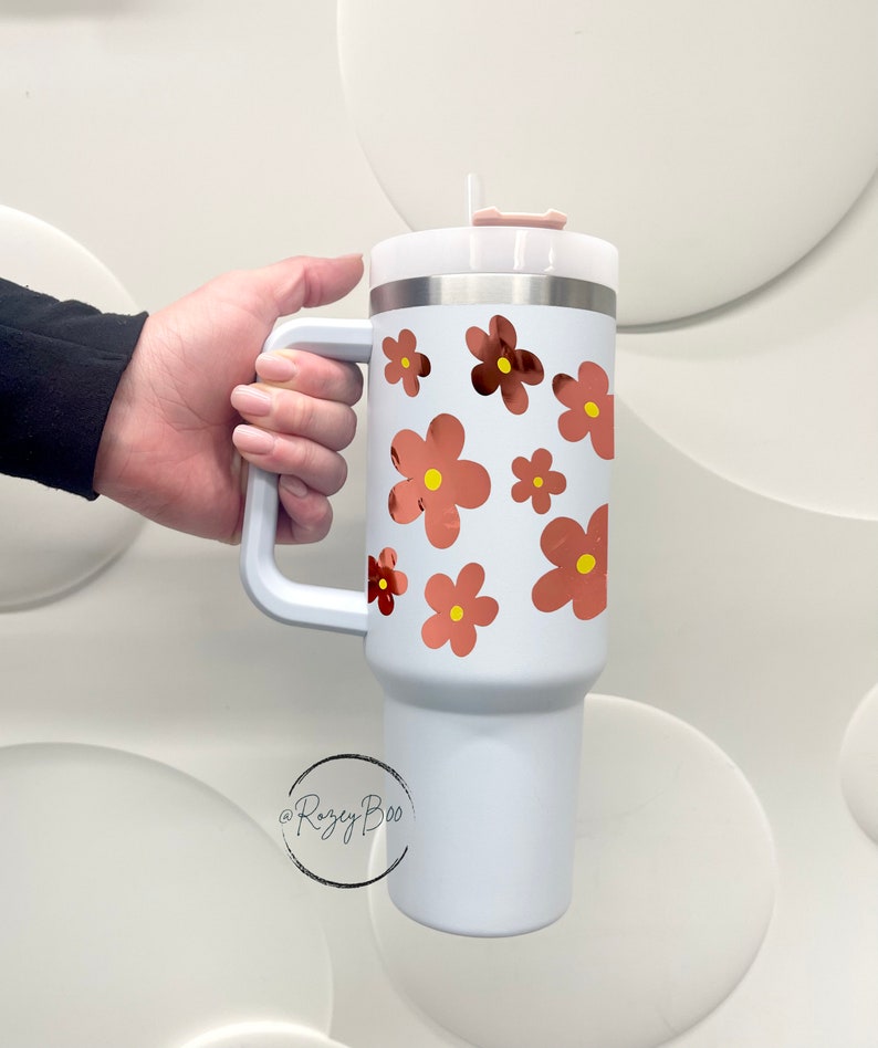 Stanley Cup Vinyl Decal Wrap Daisy Designs Vibrant Color - Etsy