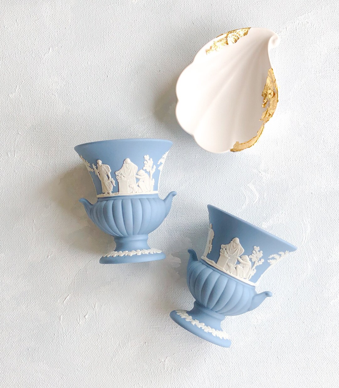 1 Small Flower Bud Vase Urn by Wedgwood Blue Jasperware Wedding ...