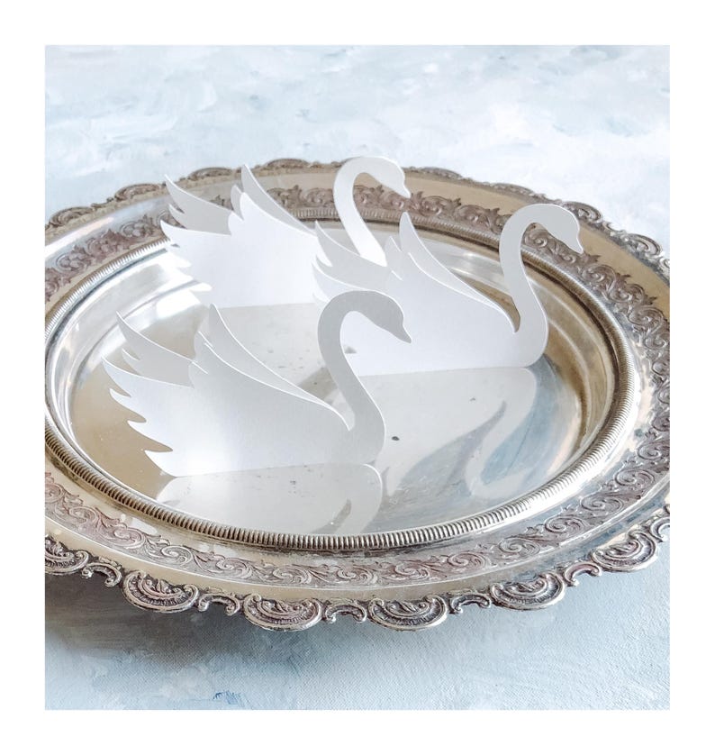 Wedding Place Cards WHITE SWAN Free-standing Personalised Placements ...