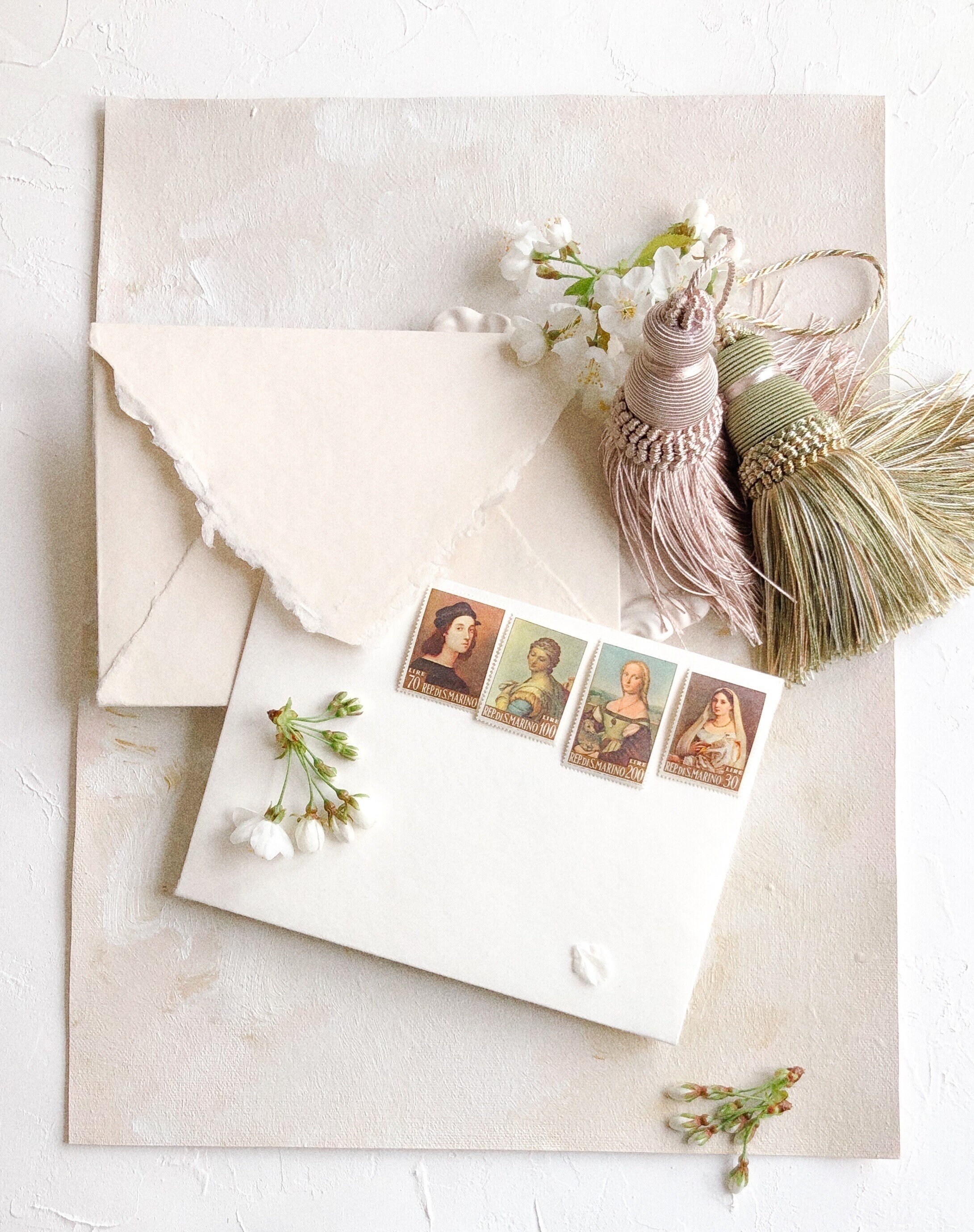 Taupe / Antique Green Tassel ~ Fine Art Wedding Photography Flatlay ...
