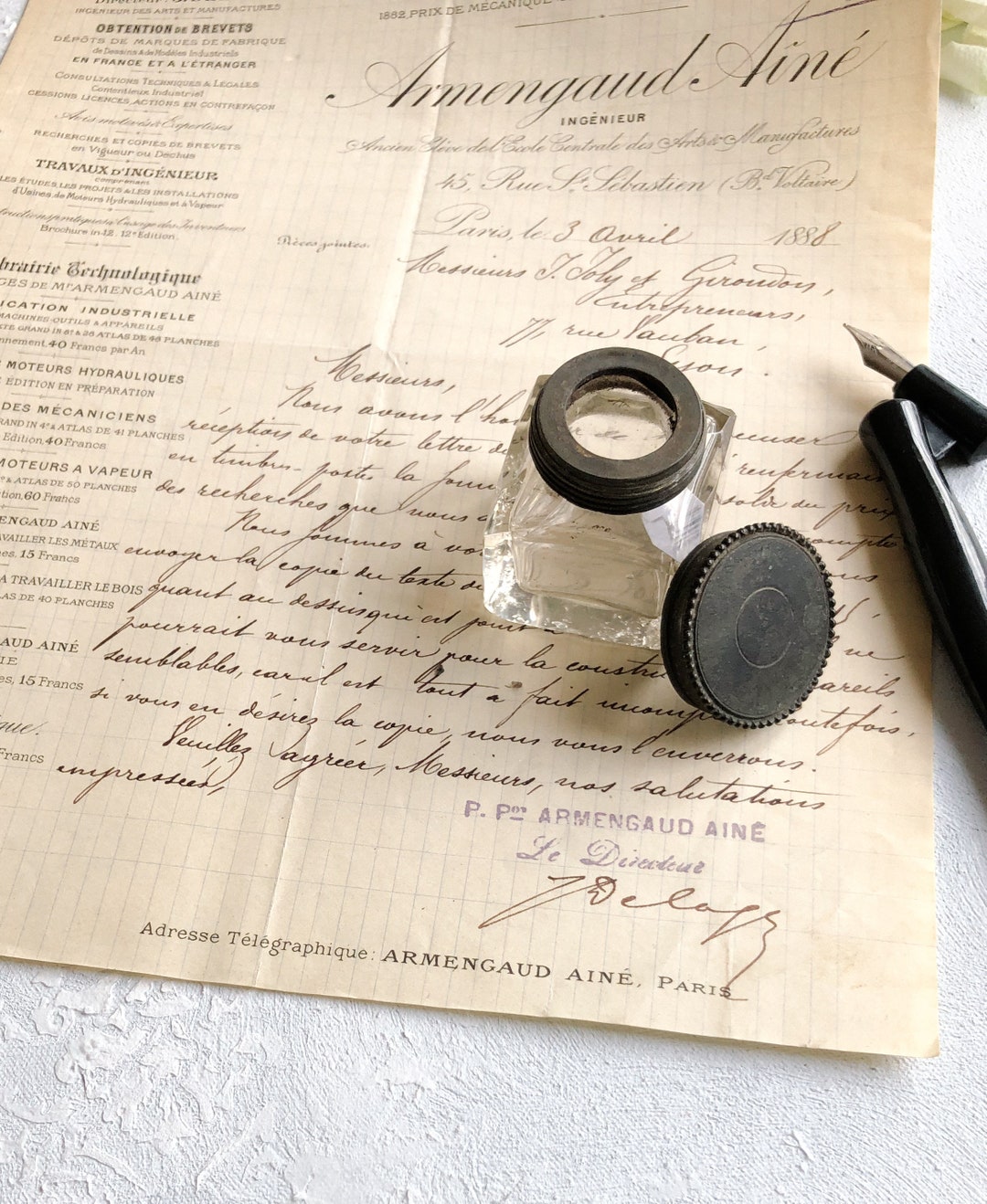 Victorian Mini Inkwell for Calligraphy Ink Pen / Dip Pen Wedding ...