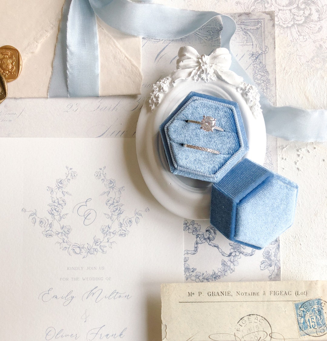 Ring Box Wedgwood Blue ~ Wedding Photography Flat Lay Styling Props ...