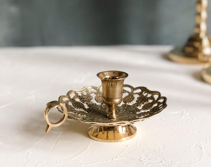 Antique Chamberstick Candle Holder With Handle, England / Candle ...