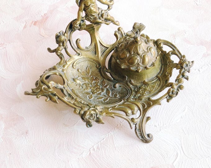 Antique Brass Inkwell ~ Calligraphy Stand for Ink Dip Pen Display ...