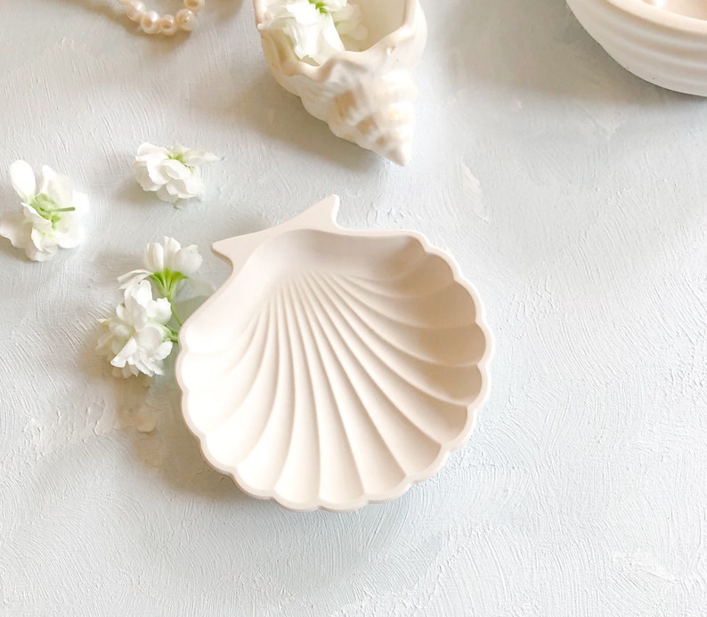 Seashell Trinket Dish, White ~ Fine Art Photography Flat Lay Styling ...