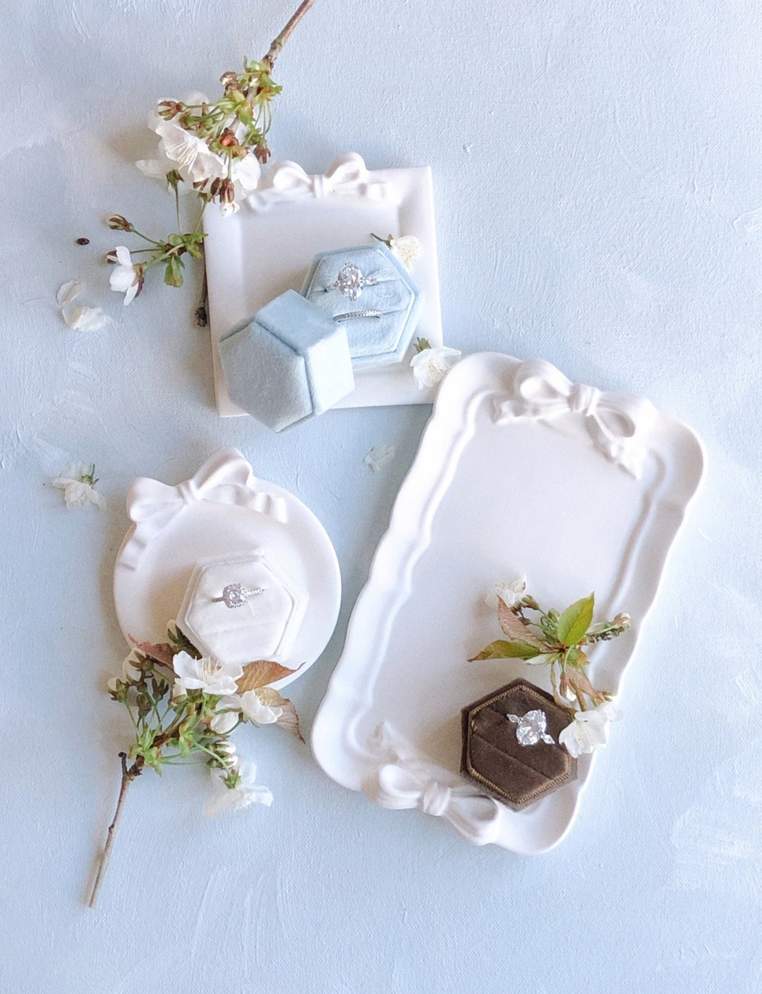 Gold/white Bow Trinket Dish Plate Tray ~ Wedding Photography Flatlay ...