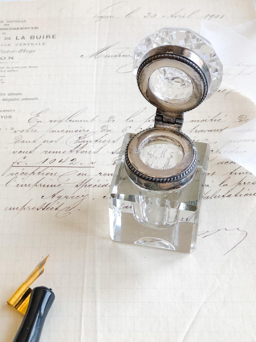Victorian Inkwell for Calligraphy Ink Pen / Dip Pen Wedding Photography ...