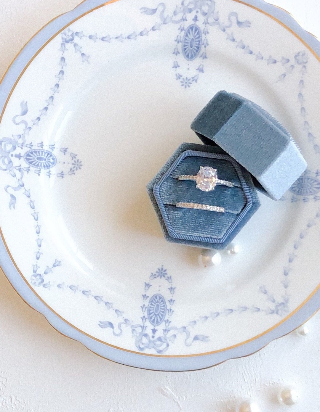 Wedding RING BOX Double Ring, Soft Midnight Blue Wedding Photography ...