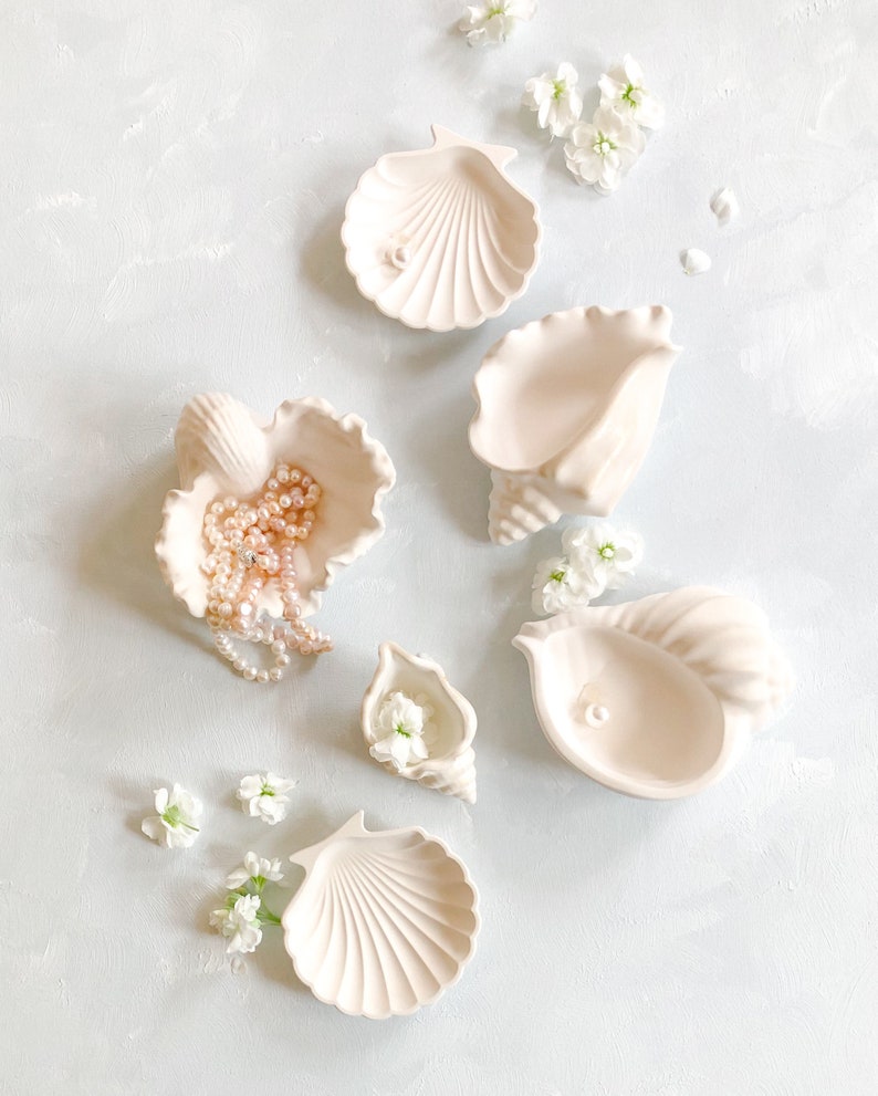 Seashell Trinket Dish, White ~ Fine Art Photography Flat Lay Styling ...