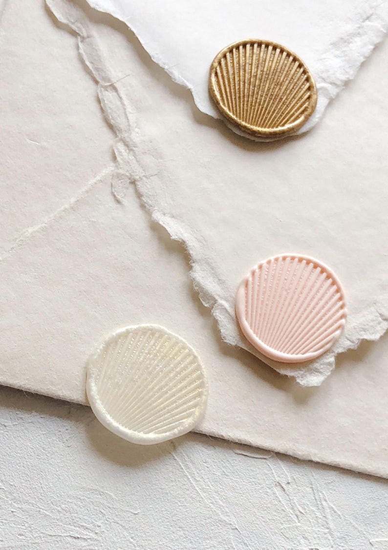 Seashell WAX SEALS Blue Pink White Gold ~ Ocean Wedding Invitations ...