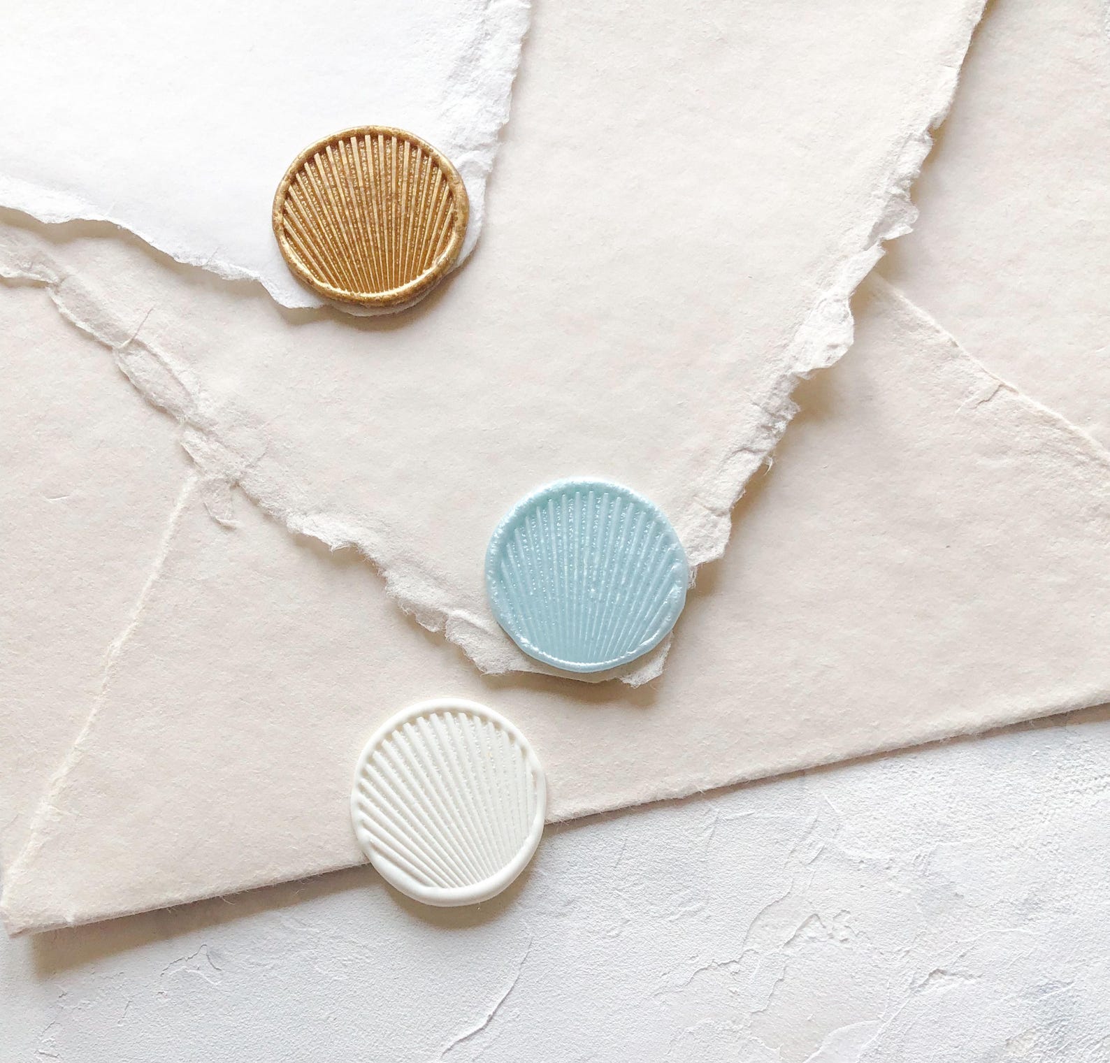 Seashell WAX SEALS Blue Pink White Gold ~ Ocean Wedding Invitations ...
