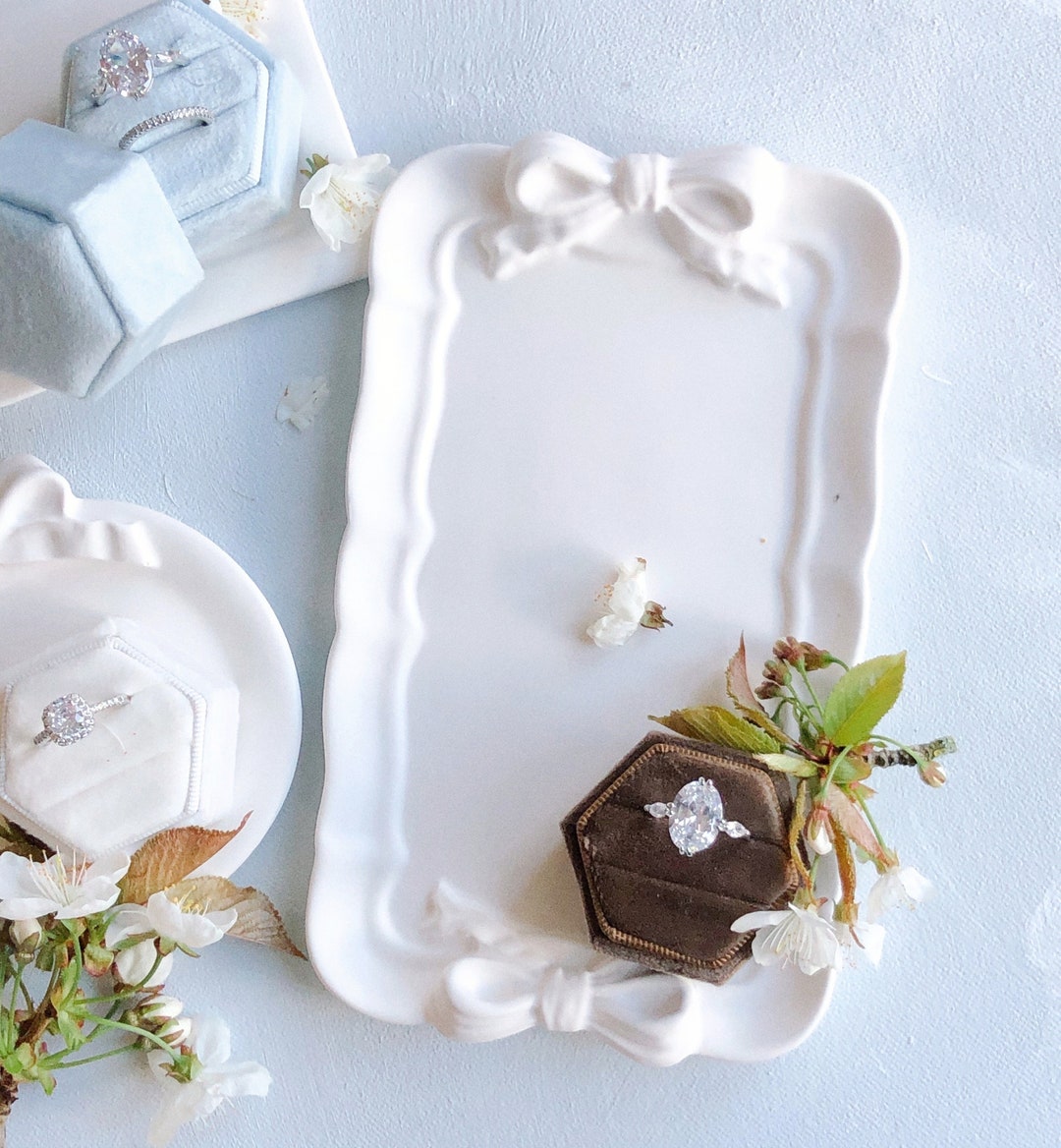 White Bow Tray Wedding Photography Flatlay Styling Props Small White ...