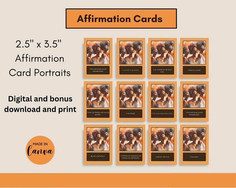 Digital Positive Affirmation Cards ,self-care, Printable Affirmation ...