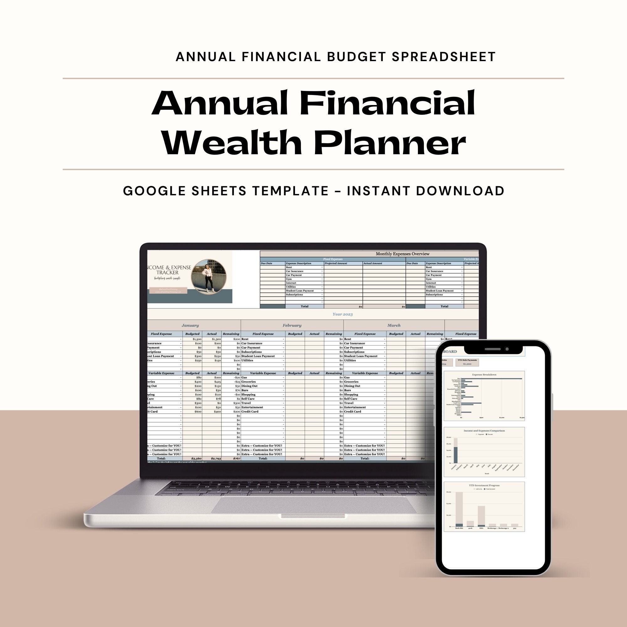Annual Budget Google Sheets Yearly Budget Template Financial Planner ...