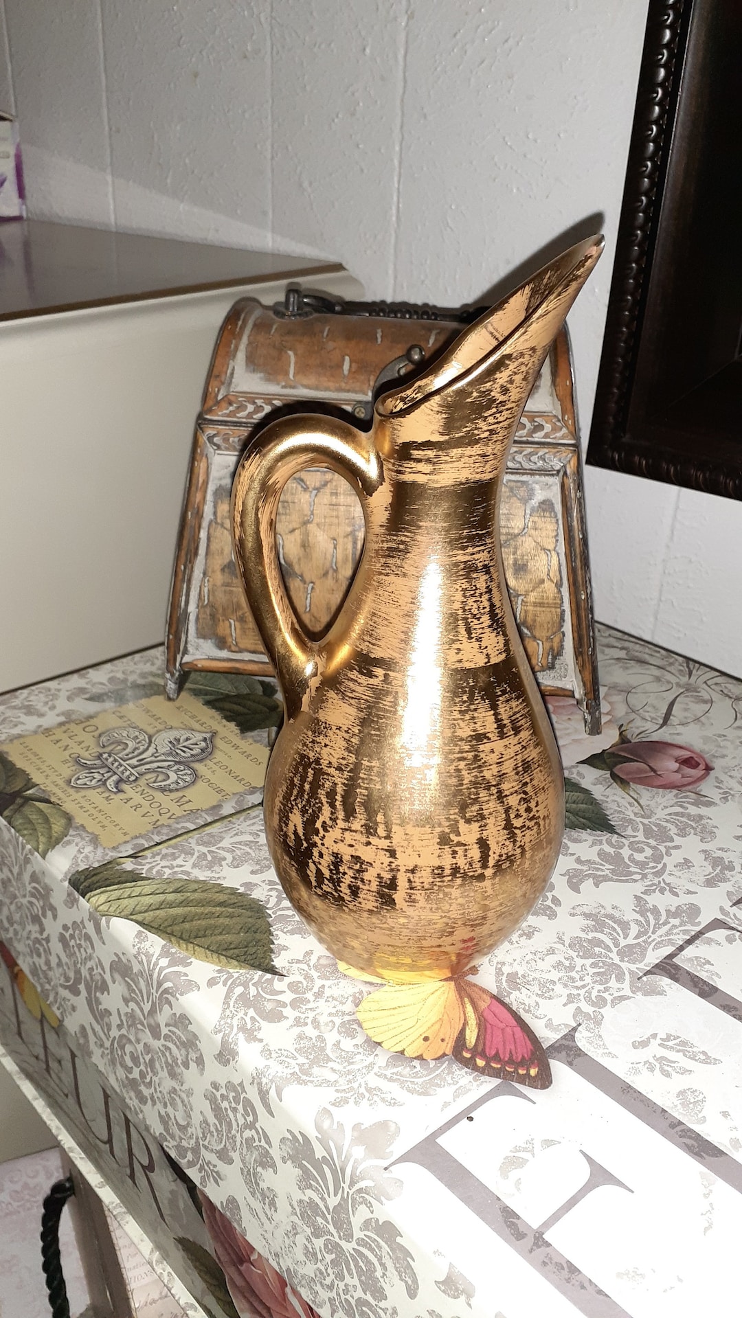 Pitcher by Stangl 22 Kt Gold Handpainted 8 Pitcher. Pottery From the ...