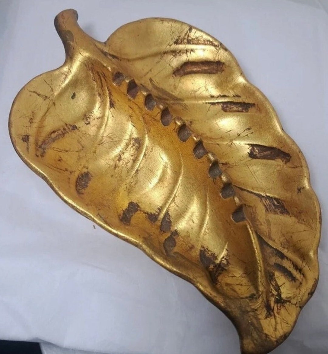Vintage 1960s MID Century Gold Foil Leaf Ceramic USA 955 Art ...