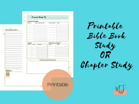 Printable Bible Study Book Study Chapter Study Study - Etsy