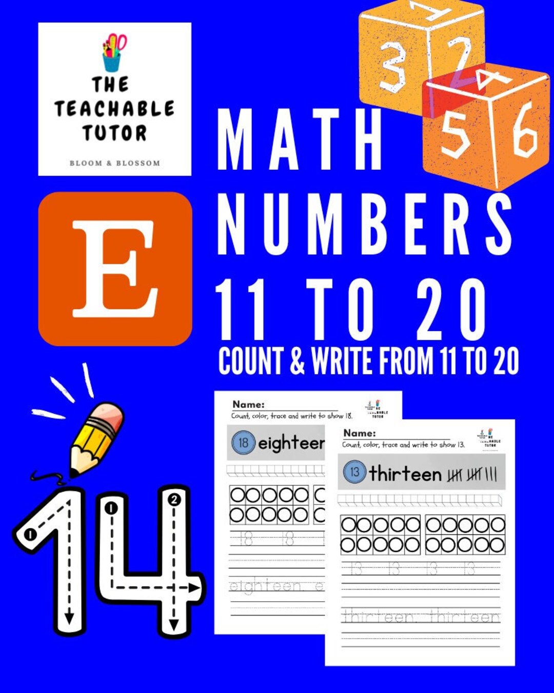 Numbers 11 - 20: Primary Math Worksheets - Etsy