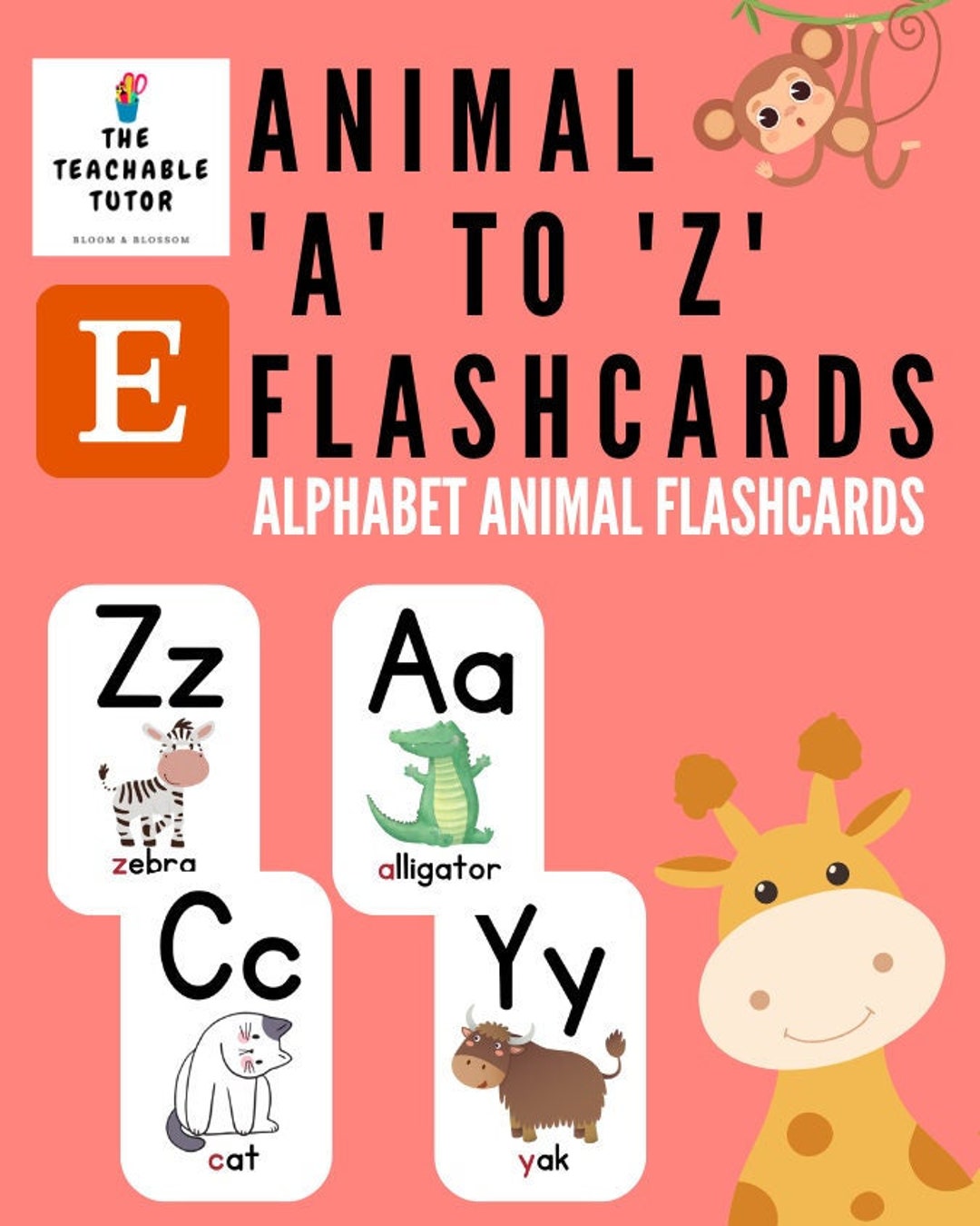 Wild About 'A' to 'Z' Animal Alphabet Flashcards - Etsy