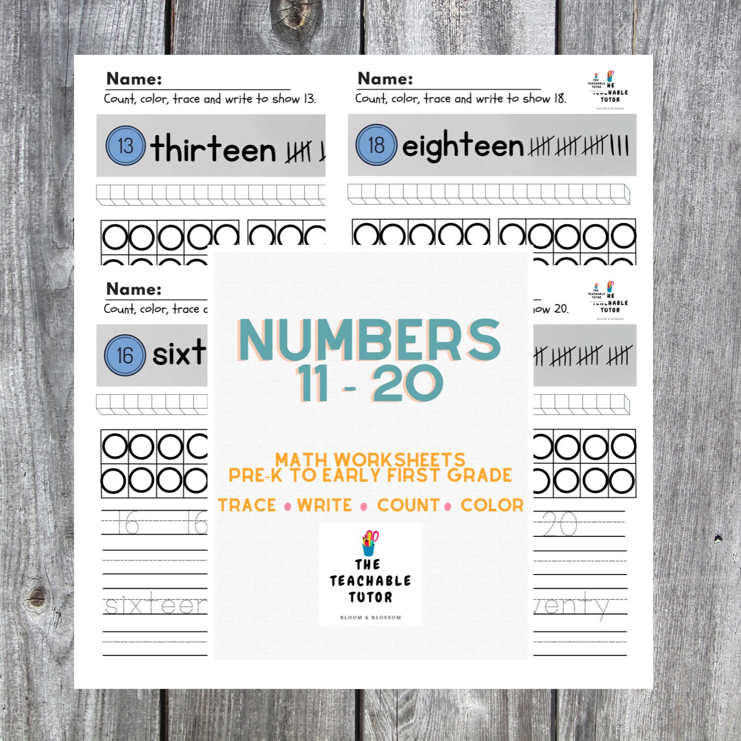 Numbers 11 20: Primary Math Worksheets - Etsy