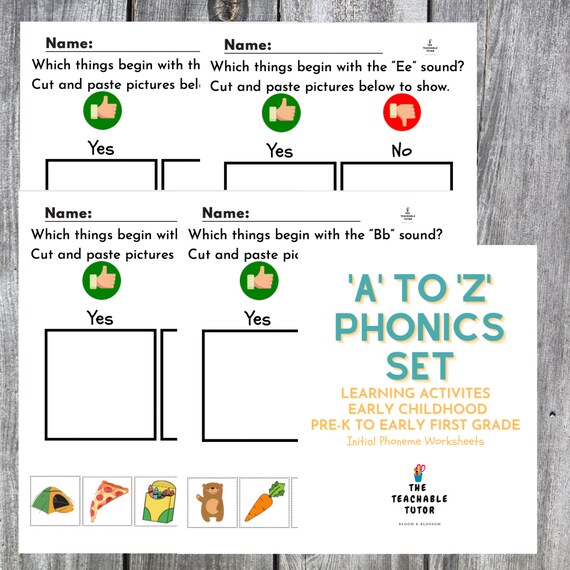 Letters 'A' to z' Phonics Worksheet Set - Etsy