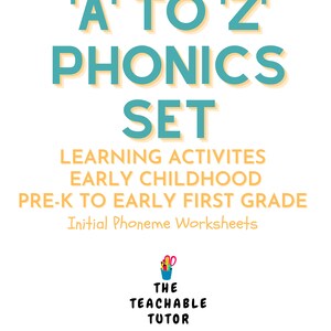Letters 'A' to z' Phonics Worksheet Set - Etsy