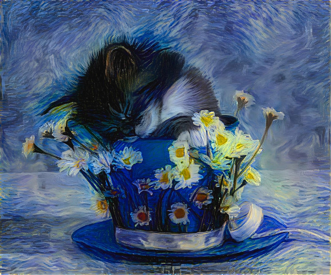 Digital Artwork Cute Kitten Sleeping In Flowerpot Prints Wallpapers