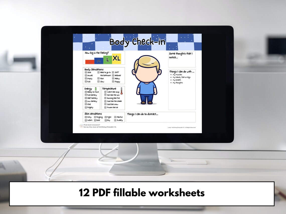 Somatic Therapy Check-in Worksheets | Mental Health Digital Downloads ...
