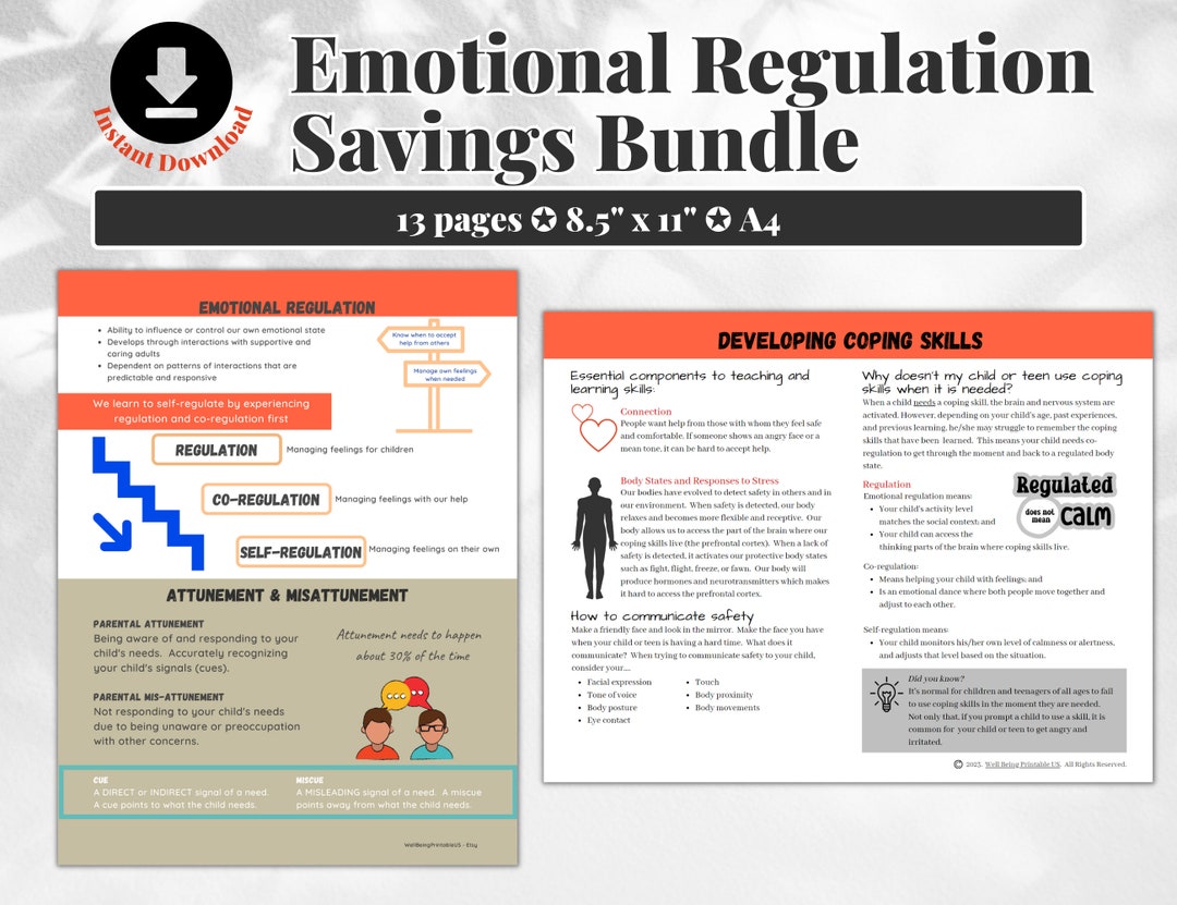 Emotional Regulation CBT Worksheet Kids Coping Strategies for - Etsy