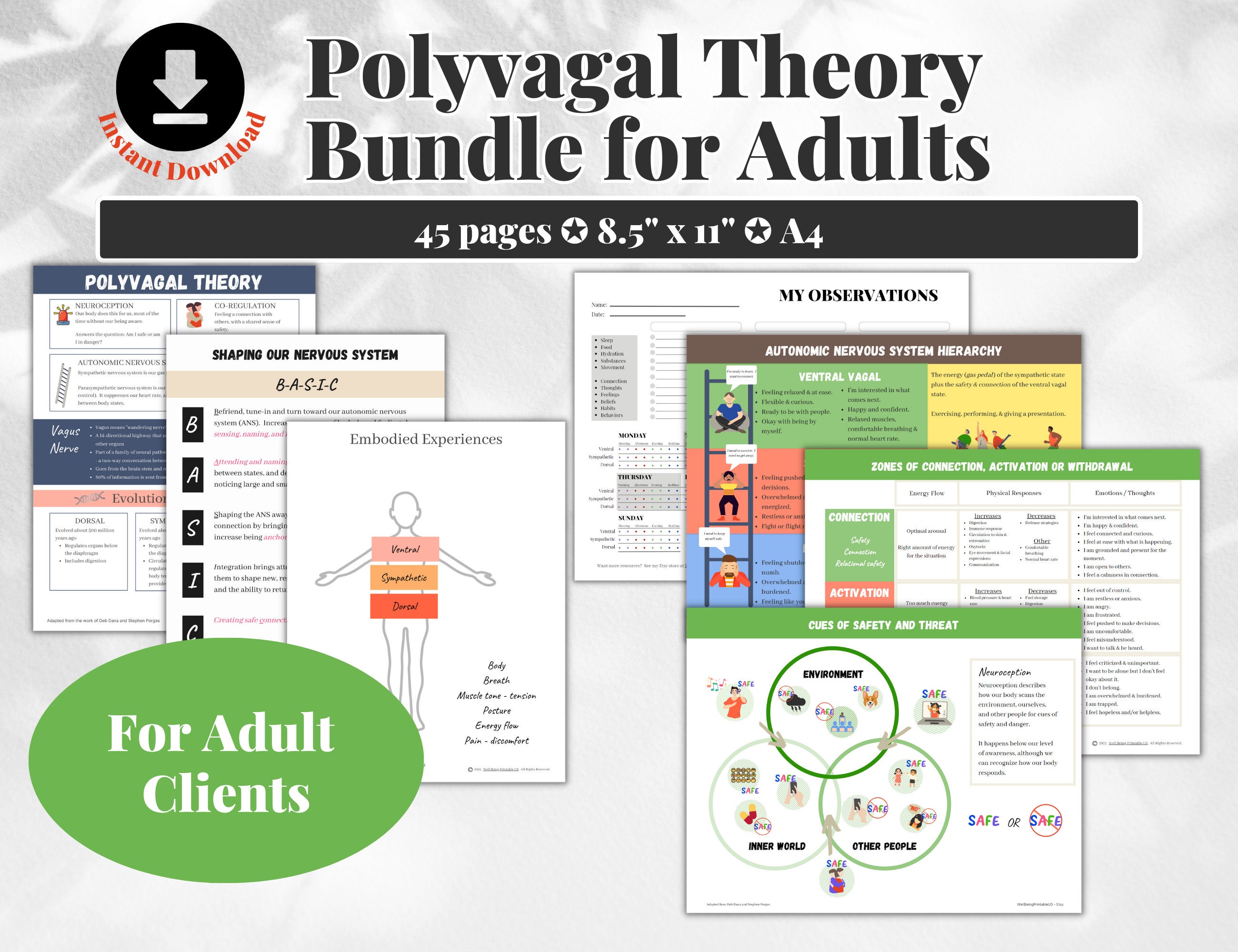Polyvagal Theory Worksheets for Adults Savings Bundle Mental - Etsy ...