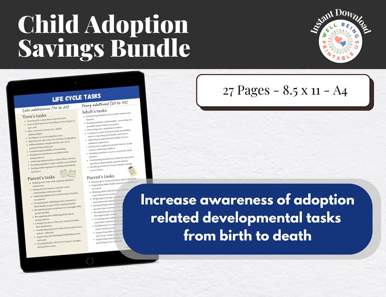 Child Adoption Worksheets | Mental Health Digital Downloads | Adopted ...