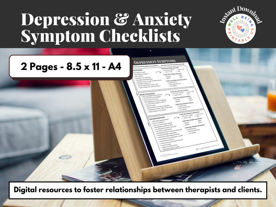 Depression and Anxiety Symptom Checklists, CBT Forms Mental Health ...