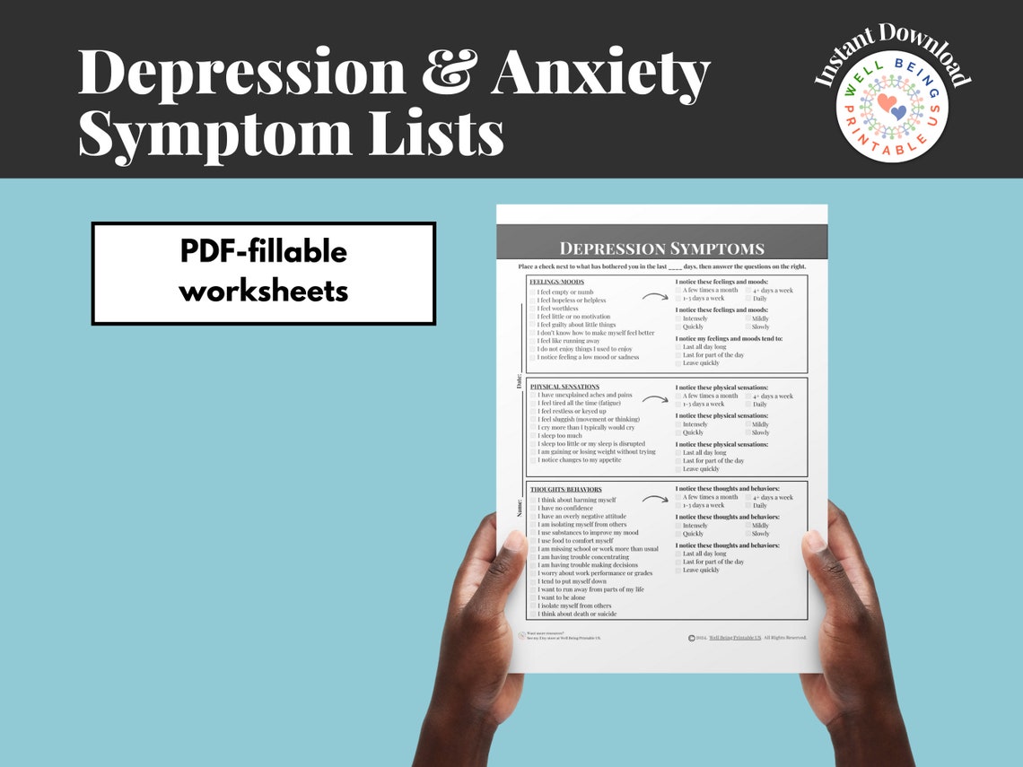 Depression and Anxiety Symptom Checklists, CBT Forms Mental Health ...