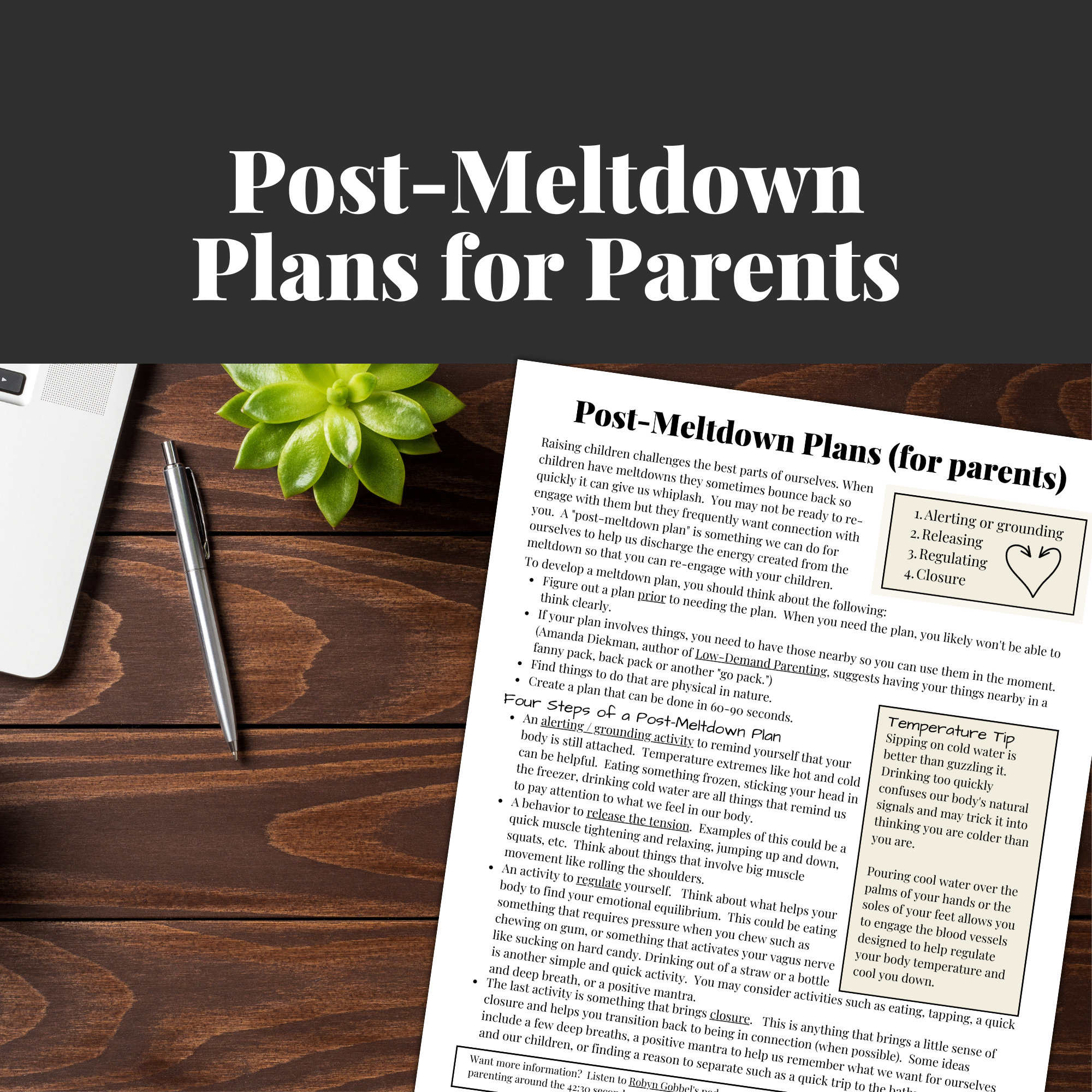 Post-meltdown Plan Mental Health Worksheet, CBT Worksheets | Mental ...