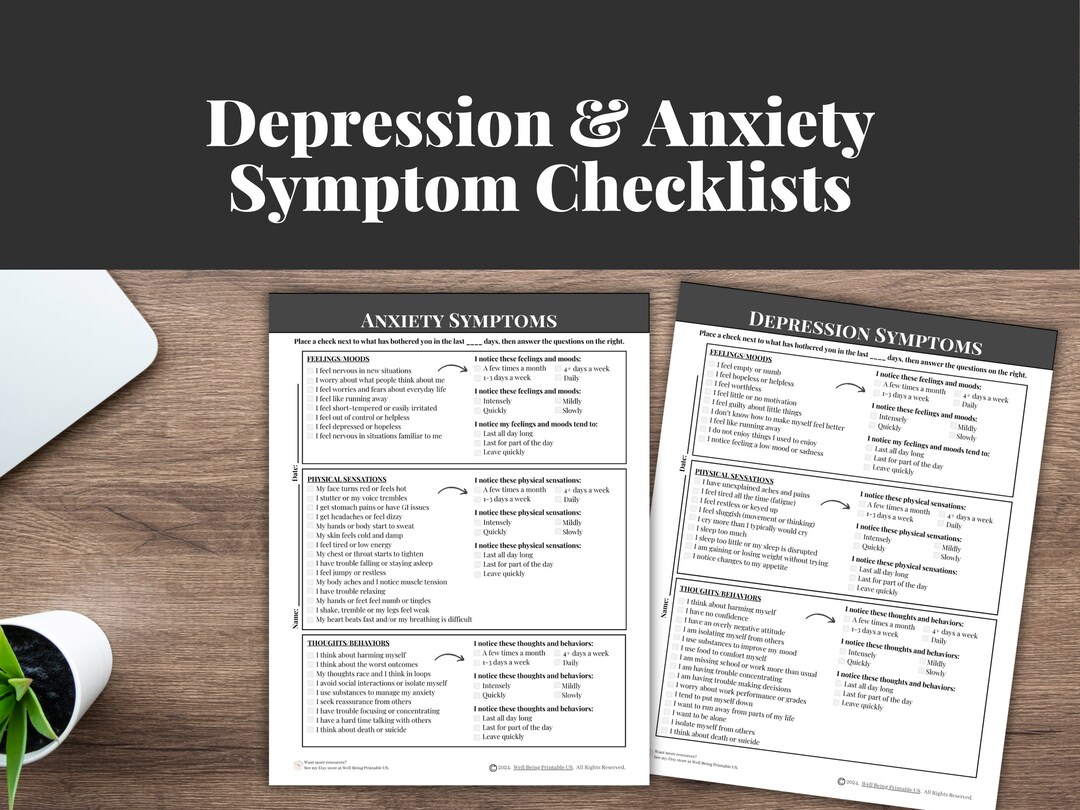 Depression and Anxiety Symptom Checklists, CBT Forms | Mental Health ...