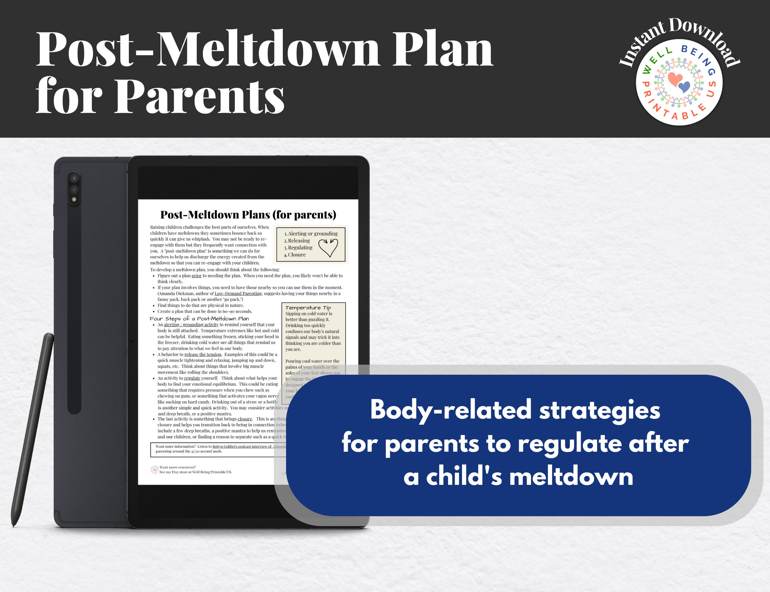 Post-meltdown Plan Mental Health Worksheet, CBT Worksheets | Mental ...