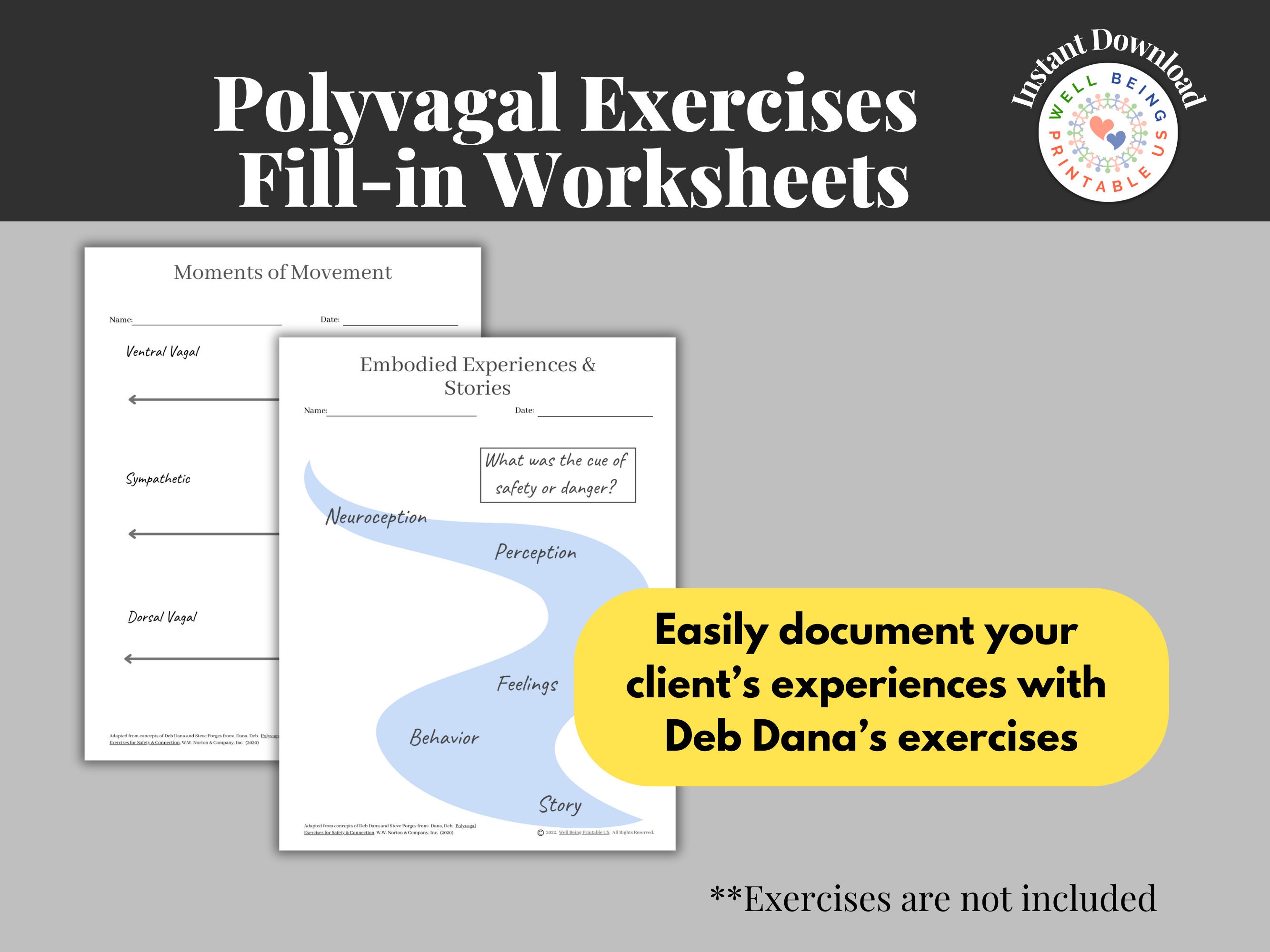 Polyvagal Theory Exercises Worksheets | Neuroception - Etsy UK