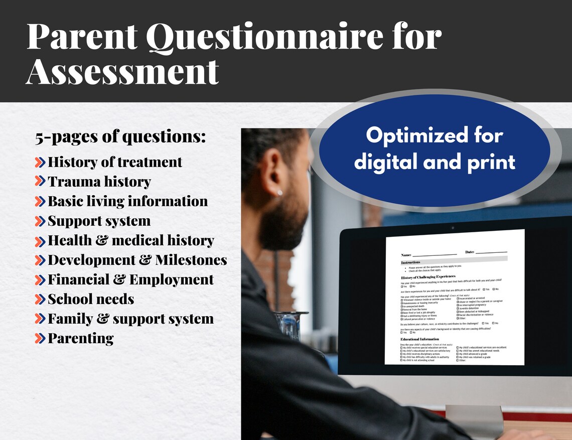 Child Therapy Client Assessment Form Questionnaire Mental Health ...