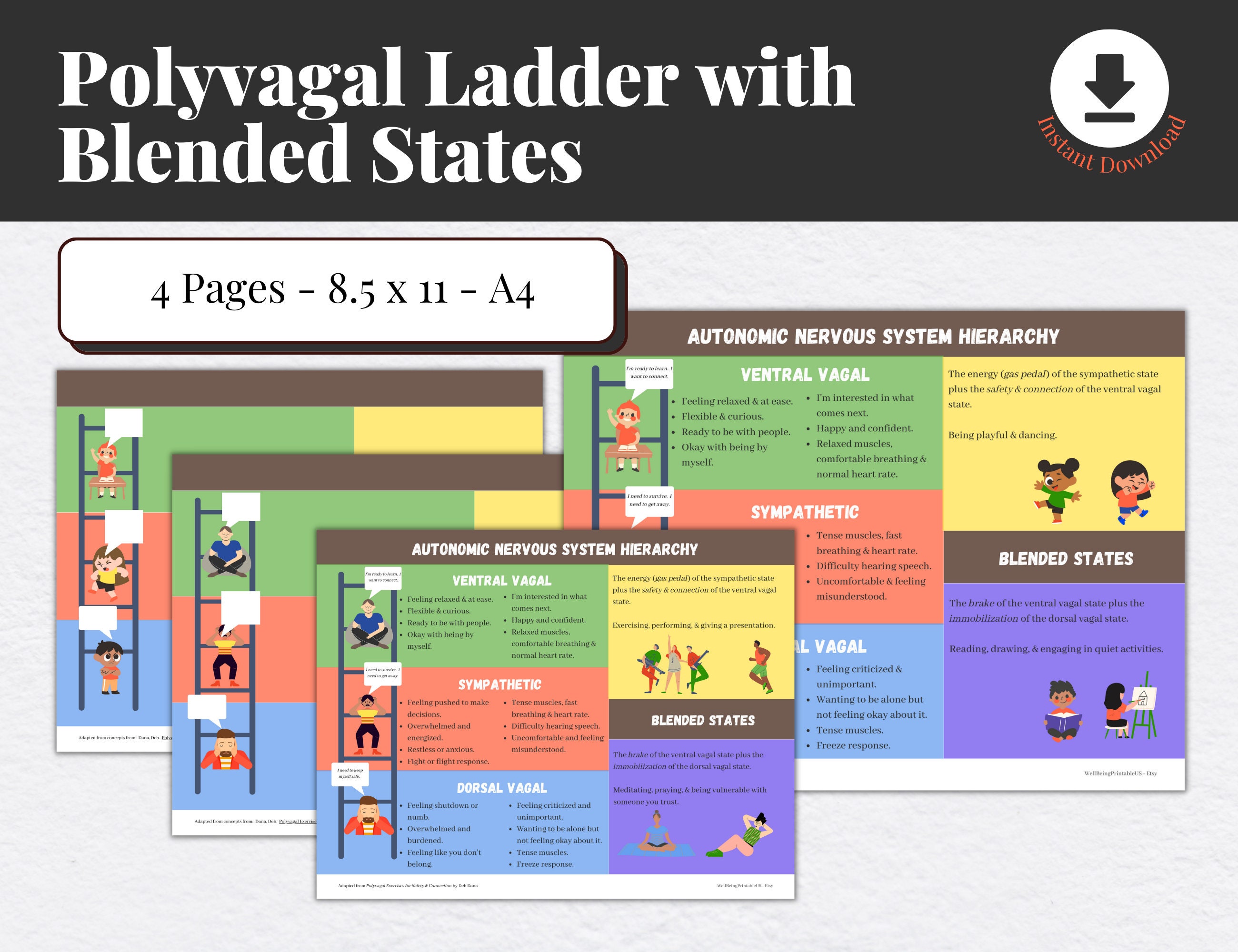 Polyvagal Theory ANS Ladder Mental Health Resource Mental - Etsy