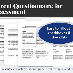 Child Therapy Client Assessment Form Questionnaire Mental Health ...