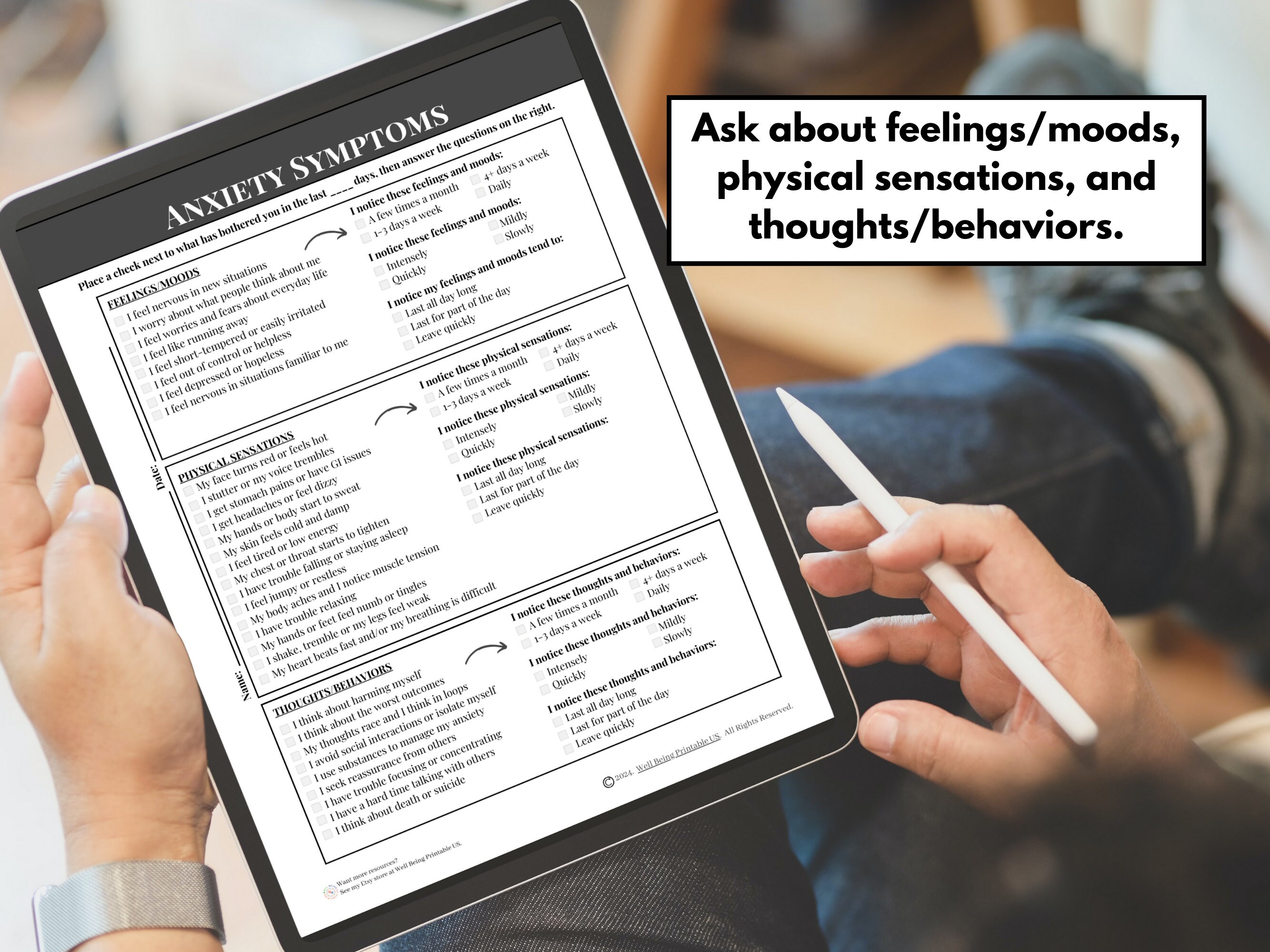 Depression and Anxiety Symptom Checklists, CBT Forms | Mental Health ...