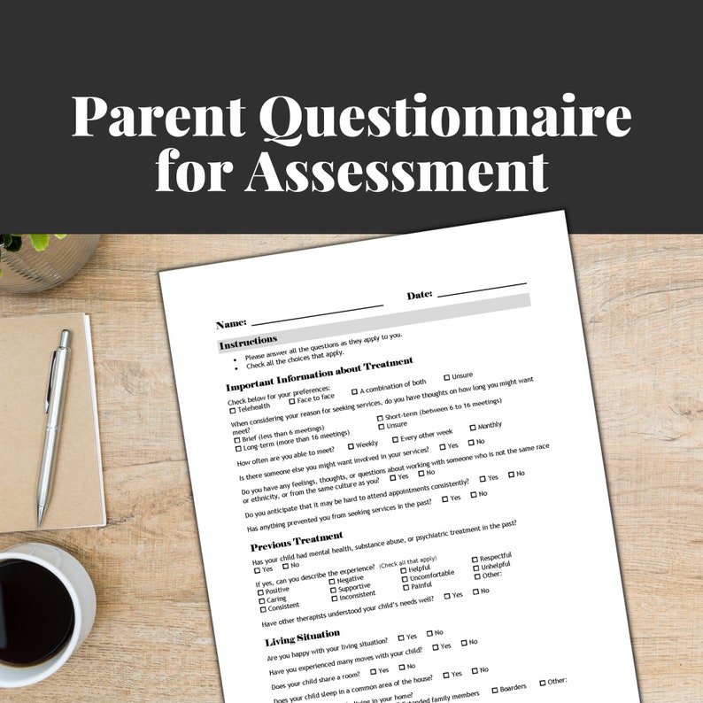 Child Therapy Client Assessment Form Questionnaire Mental Health ...