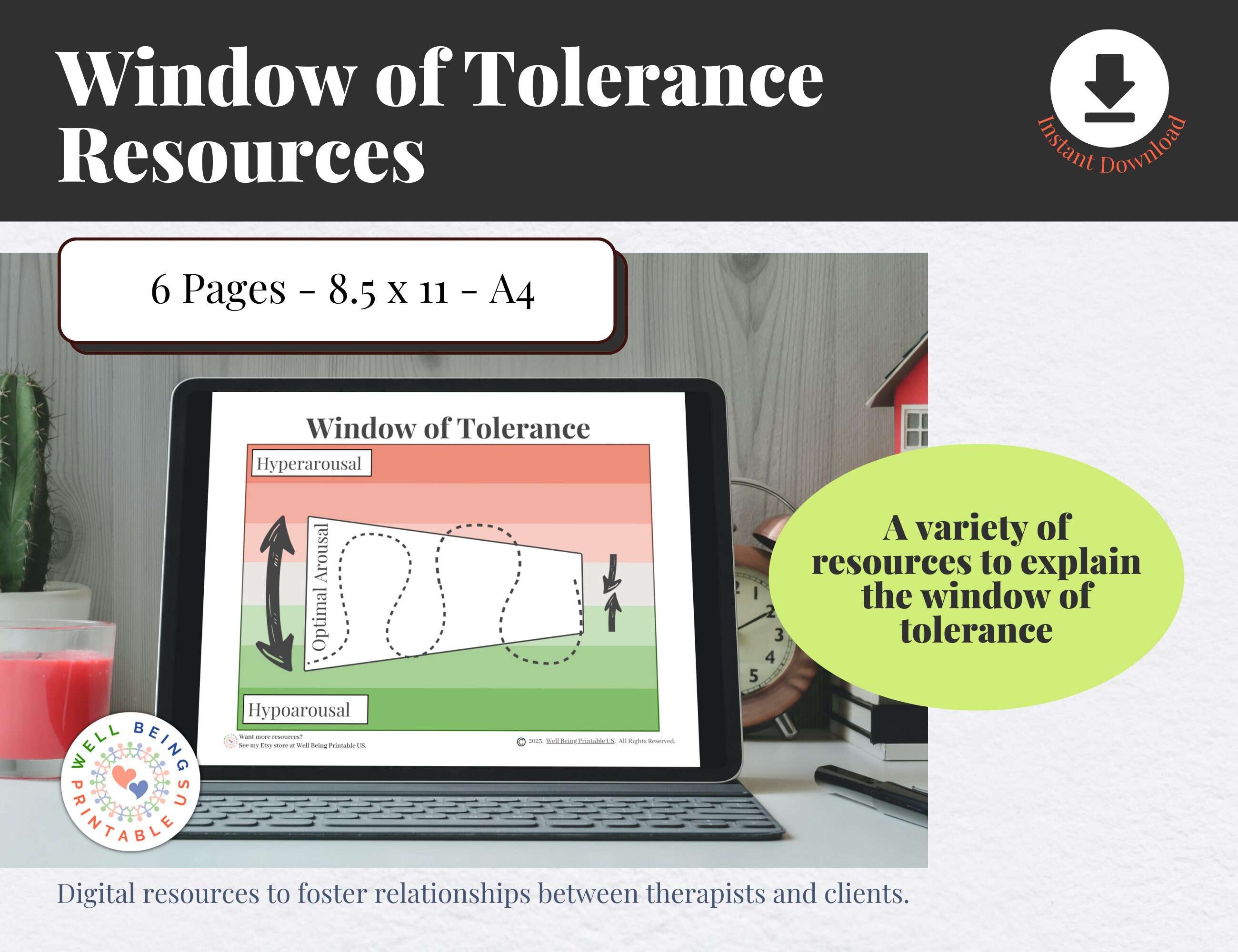 Window of Tolerance Mental Health Resources Mental Health - Etsy Australia