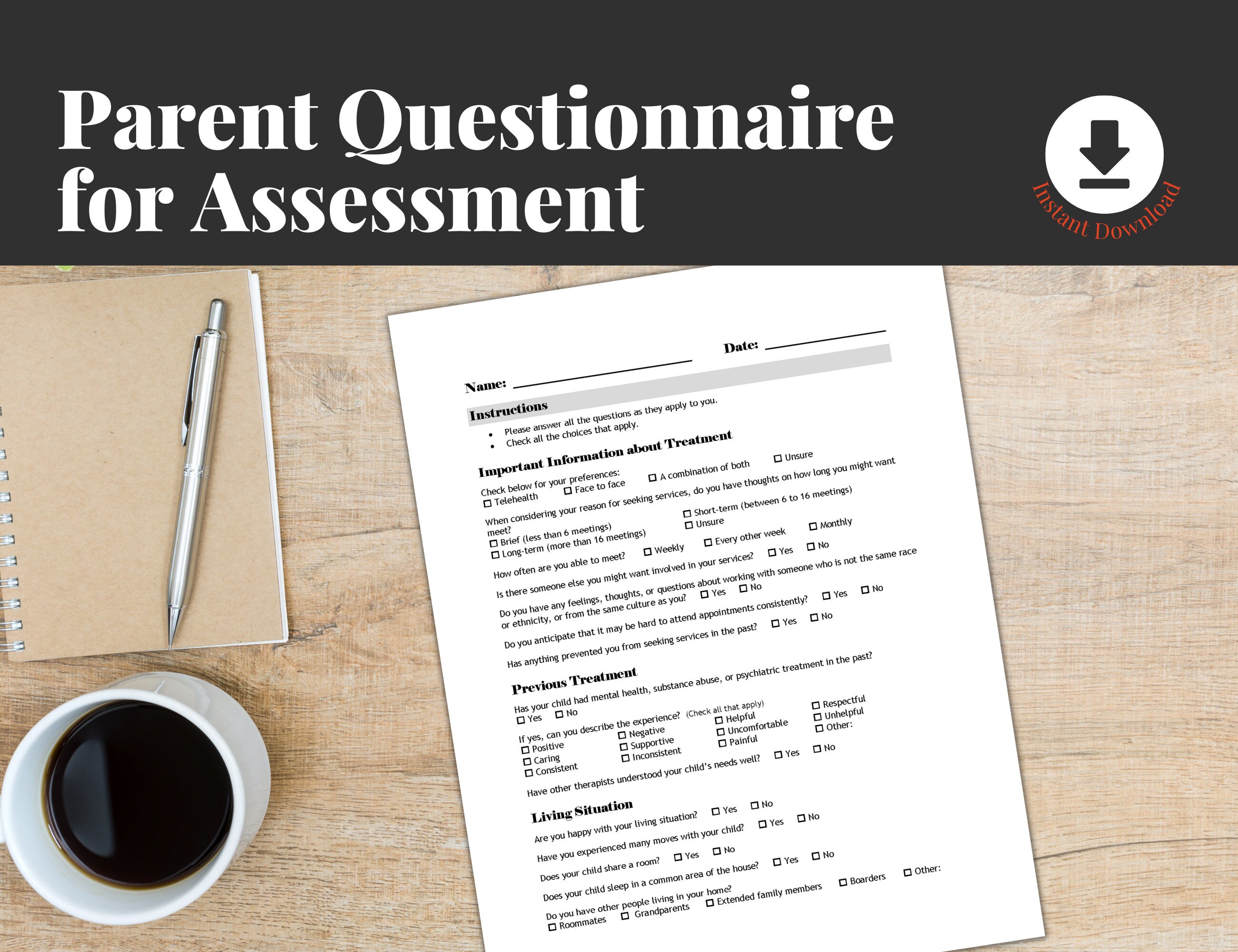 Child Therapy Client Assessment Form Questionnaire Mental - Etsy Canada