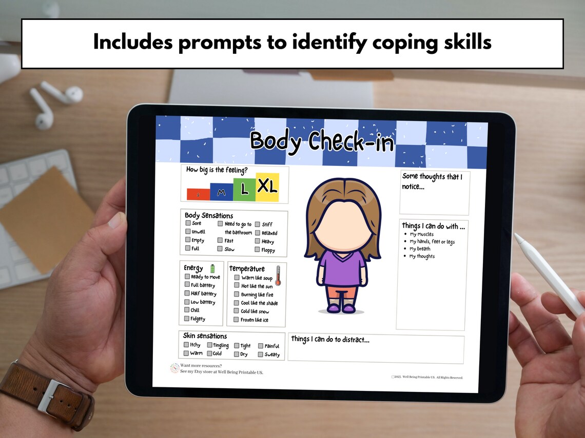 Somatic Therapy Check-in Worksheets | Mental Health Digital Downloads ...