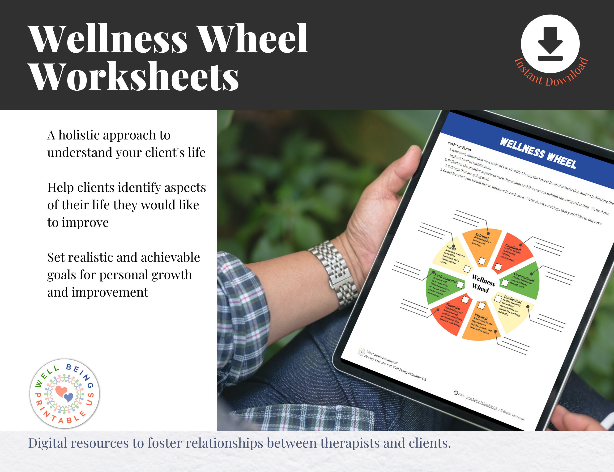 Wellness CBT Therapy Worksheets | Mental Health Digital Downloads | CBT ...